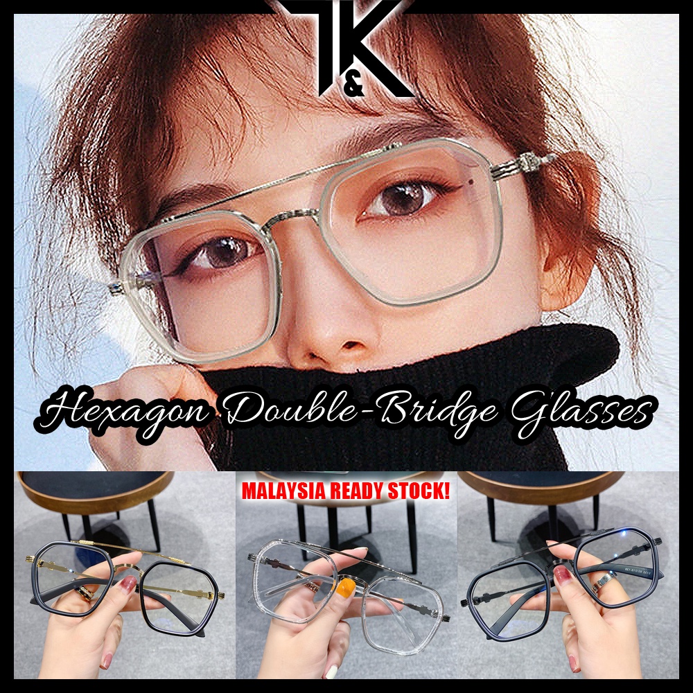 [LOCAL] Retro Hexagon Aviator Metal Frame Glasses Fashion Spec Double ...