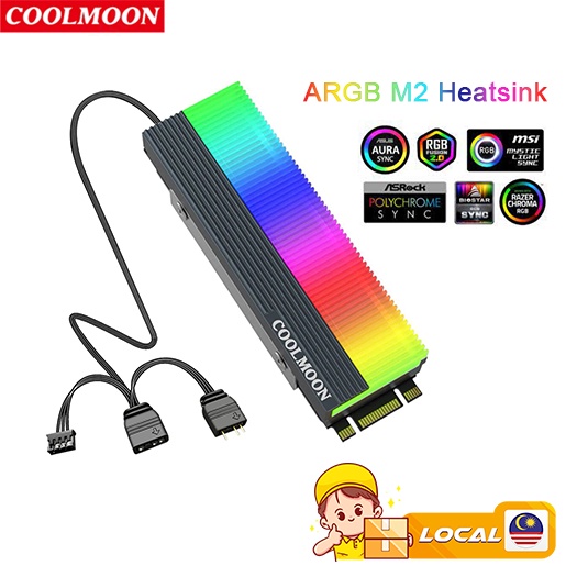 CoolMoon ARGB M2 2280 SSD Heatsink Cooling 5V3Pin ARGB Support ...