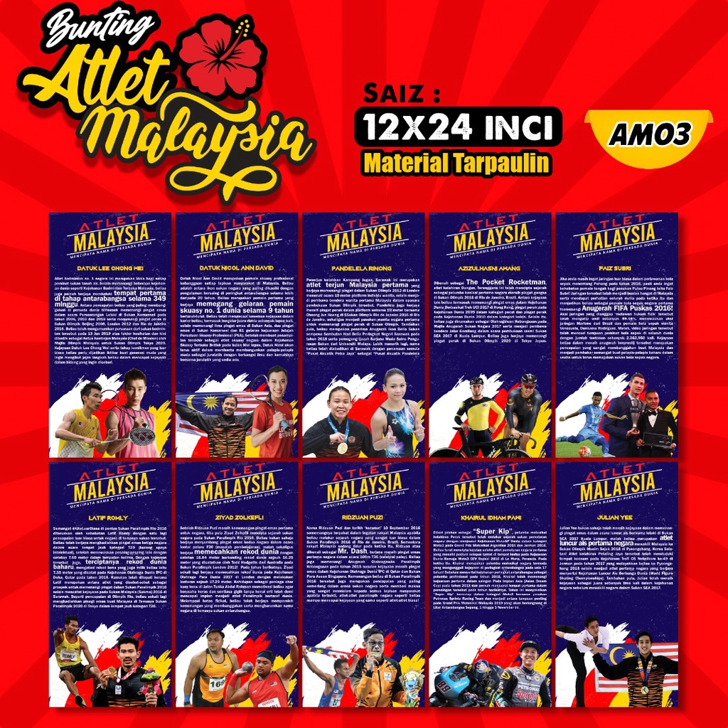 BANNER SET ATLET KEBANGSAAN MALAYSIA SAIZ 1X2 KAKI (10PCS) | Shopee ...