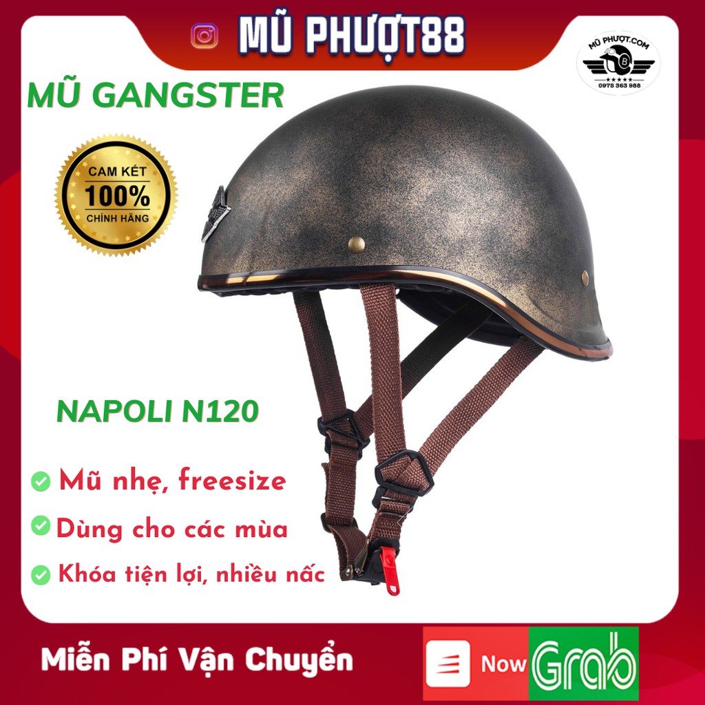 NAPOLI N120 Gangster half-head helmet - Matte bronze color Size (55 ...