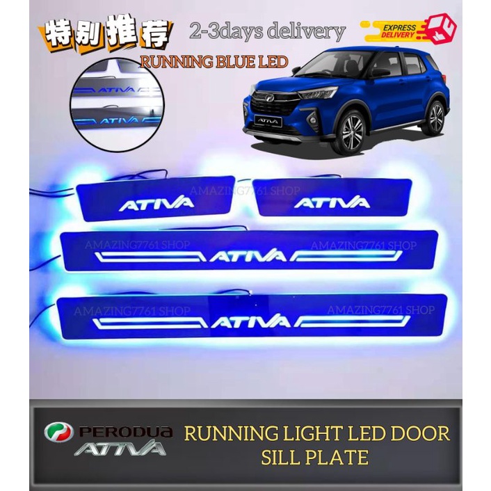 AMAZING 4PCS PERODUA ATIVA RUNNING LIGHT BLUE LED DOOR SIDE STEP DOOR ...