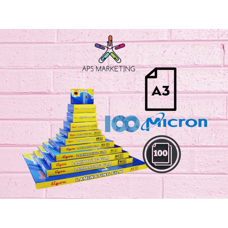 A3 Size Laminating Film 307mm x 430mm 100 micron ( 100pcs ) | Shopee ...