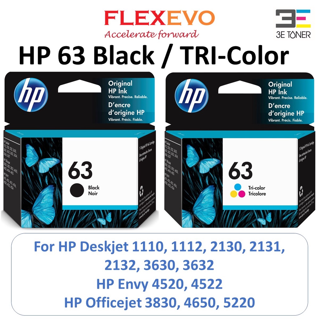 HP 63 Ink F6U62AA BLACK / F6U661AA COLOR ORIGINAL CARTRIDGE For Deskjet ...
