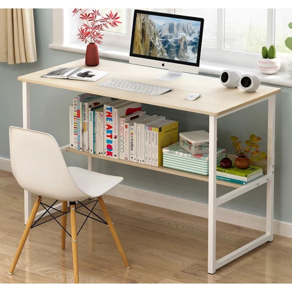 [READY STOCK] Modern Study Table with Hidden Book Shelves (Design 2 ...