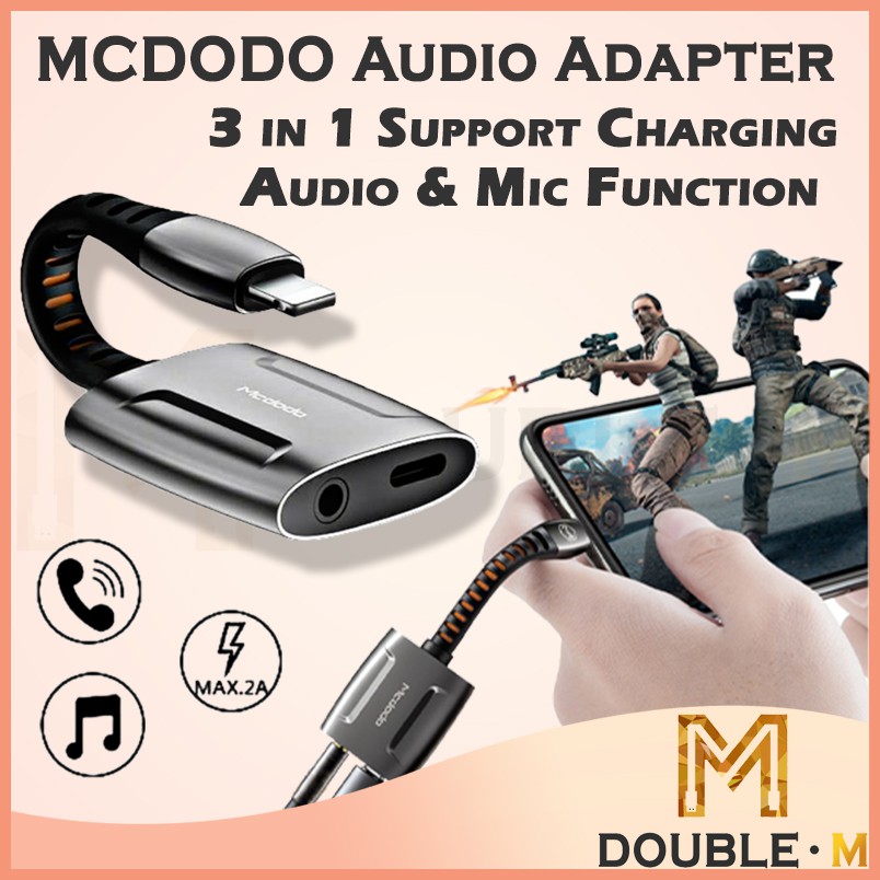 MCDODO CA-6340/ 2741/ 2742 iP to iP & 3.5mm Audio Cable Adapter 3 IN 1 ...