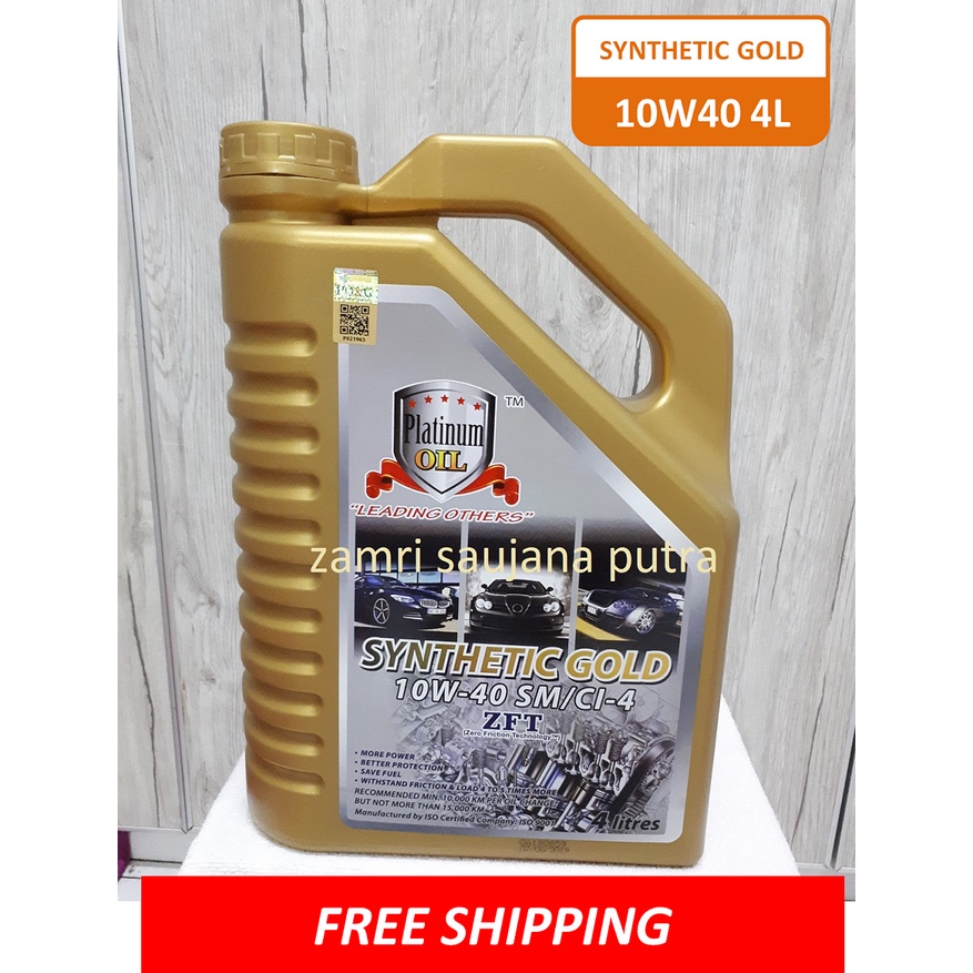 10W40 4L - PLATINUM OIL ZFT - Zero Friction Technology - Synthetic Gold ...