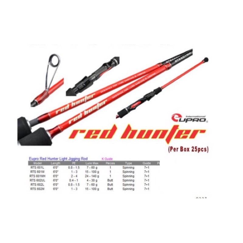 EUPRO RED HUNTER 6kaki pe0.8-2 spinning fishing rod solid carbon EUPRO ...