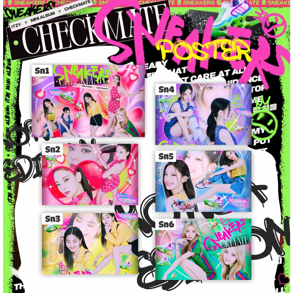 Poster ITZY Checkmate Sneakers Ryujin Lia Yuna Chaeryeong KPOP | Shopee ...