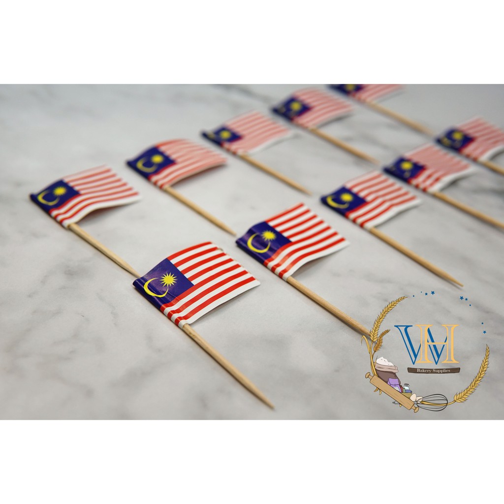 10pcs/100pcs Malaysia Flag Bendera Merdeka Cake Topper Deco Jalur ...
