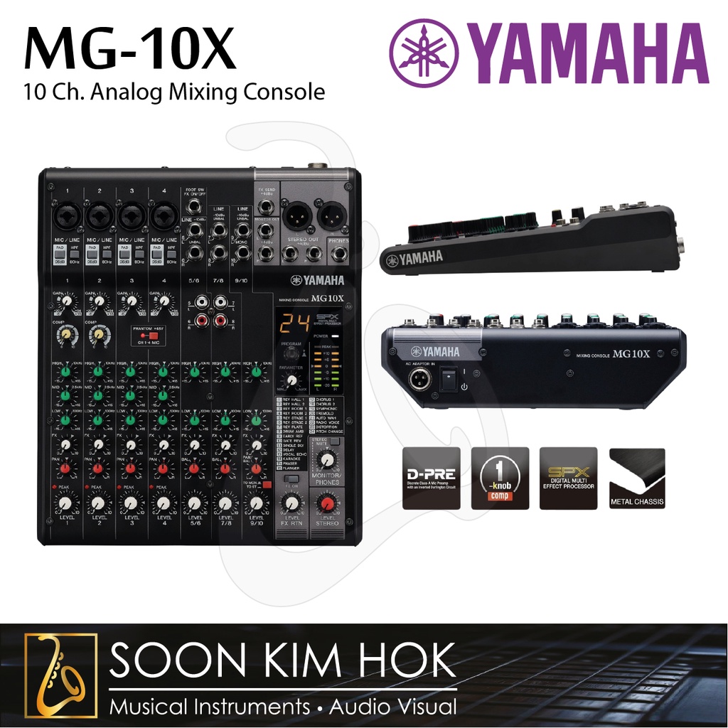 YAMAHA MG-10X 10 Channel Analog Mixing Console (4 Mono + 3 Stereo) With ...