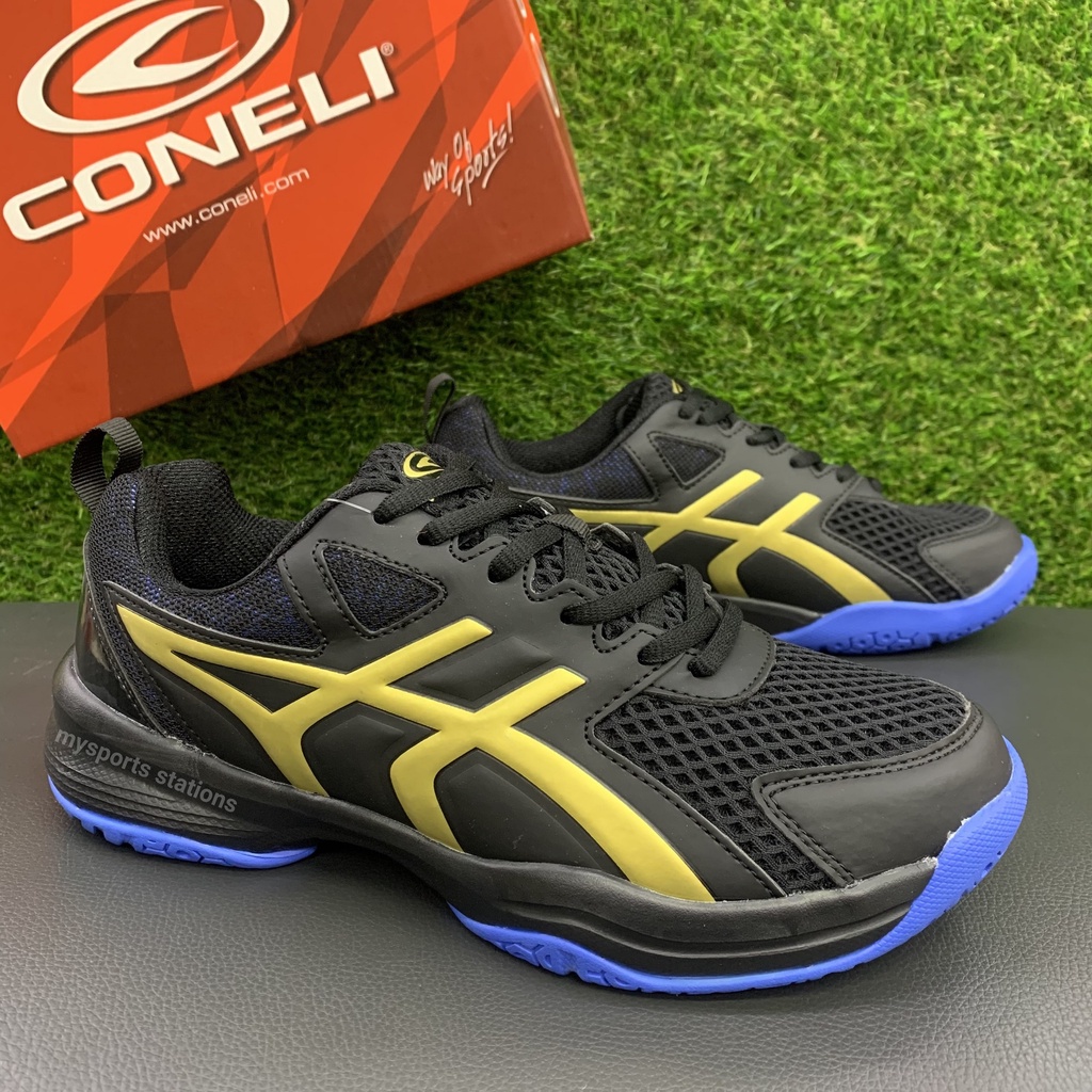 CONELI SBM-0682-01/20 (BLACK/GOLD) BADMINTON COURT SHOES - 100% ...