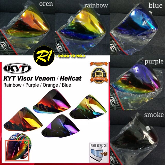 VISOR KYT VENOM HELLCAT RAINBOW / BLUE / BLACK / PURPLE 100% ORIGINAL ...