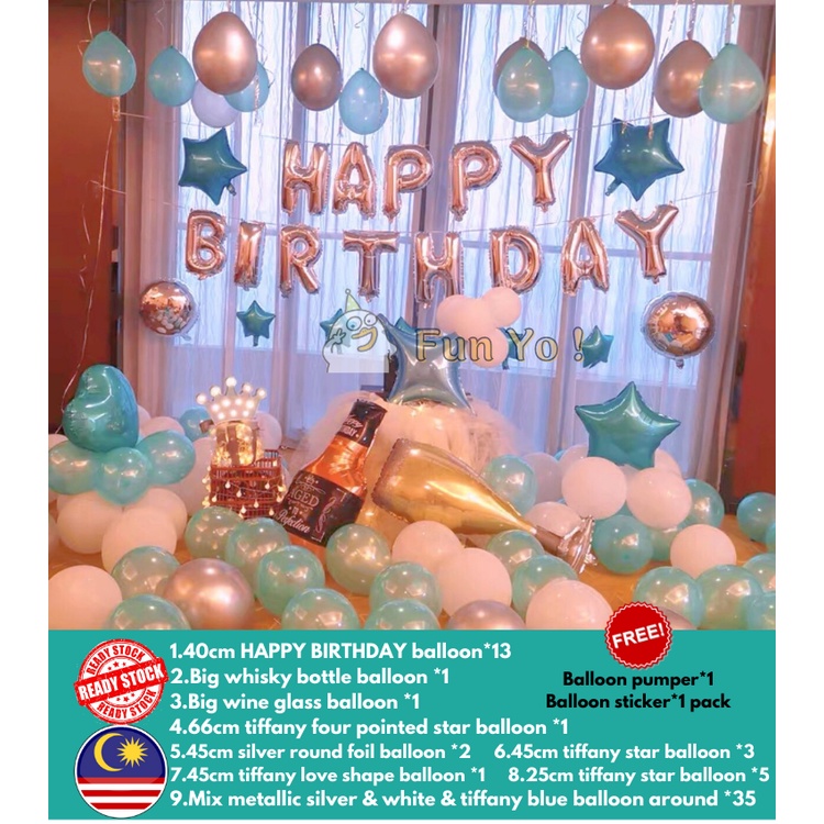 Happy Birthday Balloon All In One Set Party Decoration For Free Pump ...