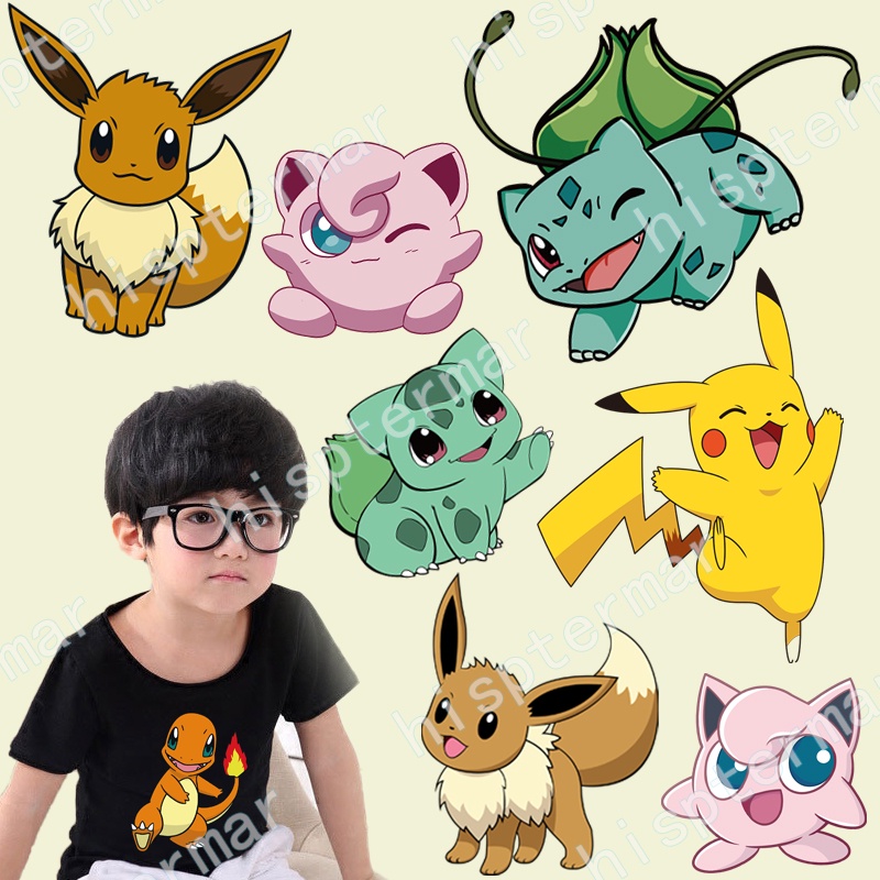 Pokemon Vinyl Heat Transfer Stickers Pikachu Boy T-shirt Decoration ...