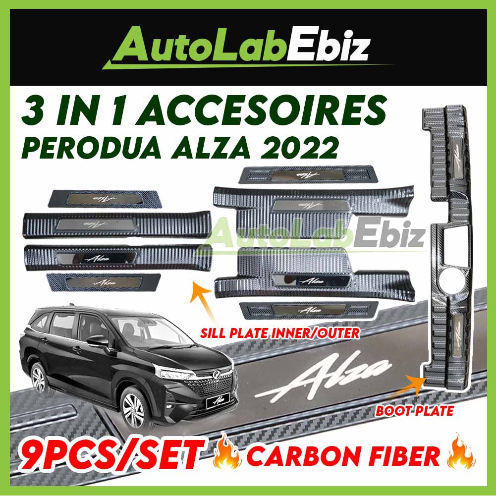 [CARBON FIBER] 4 IN 1 Perodua ALZA 2022 INNER OUTER Rear Bumper Boot ...