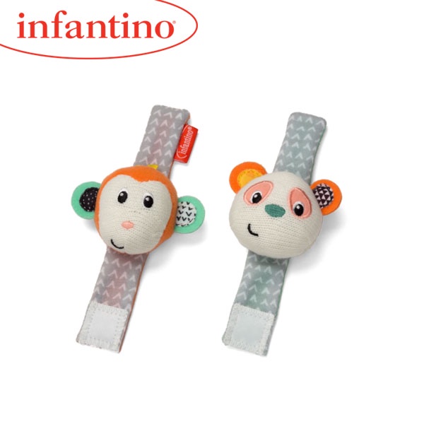 Infantino Wrist Rattles Panda & Monkey 206892 | Shopee Malaysia