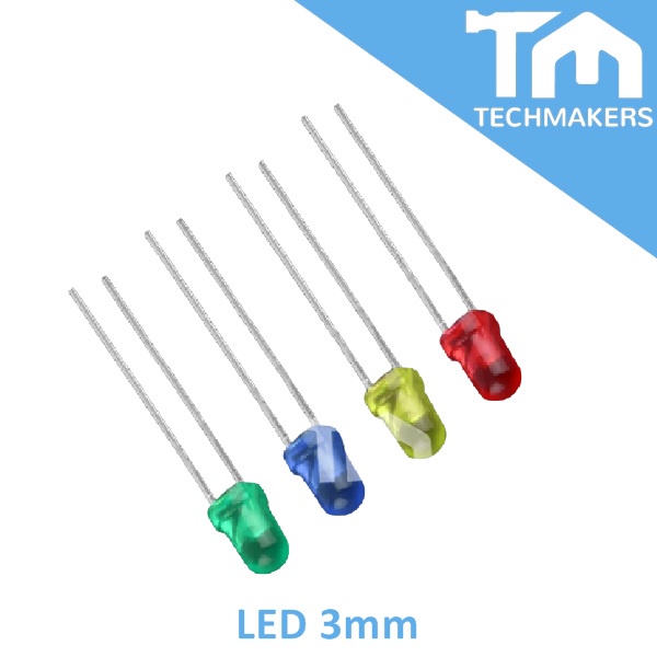 10 pcs of 3mm LED Red Yellow/ Green/ Blue/ Orange Light-Emitting Diode ...