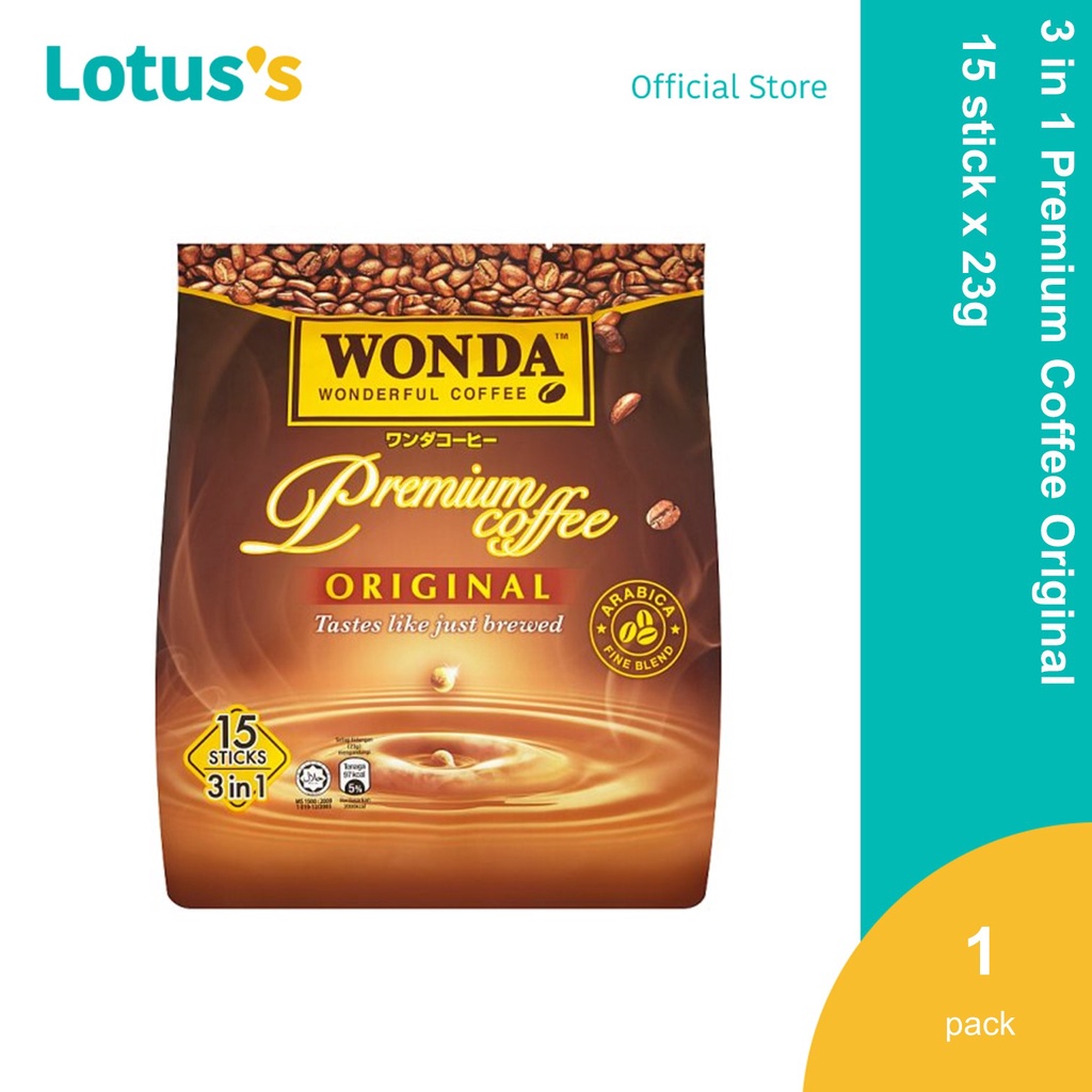 Wonda 3 in 1 Premium Coffee Original 15 Stick Packs x 23g | Shopee Malaysia