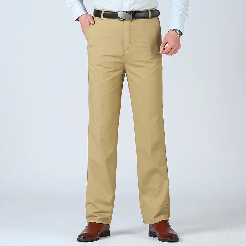 READY STOCK Men's Pants Loose Straight High Waist Cotton Casual Pants ...