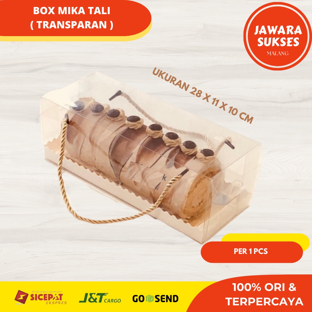 PUTIH Box Mica Tali 28x11x10cm, Box Roll cake, Sponge Roll, Tart (1Pcs ...