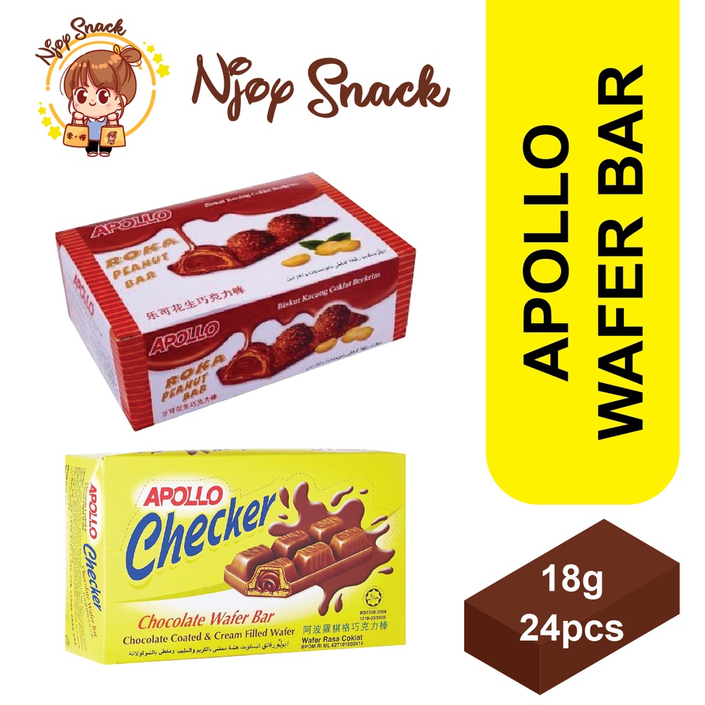 18g x 24’s APOLLO CHECKER CHOCOLATE / ROKA PEANUT BAR (1 BOX) | Shopee ...