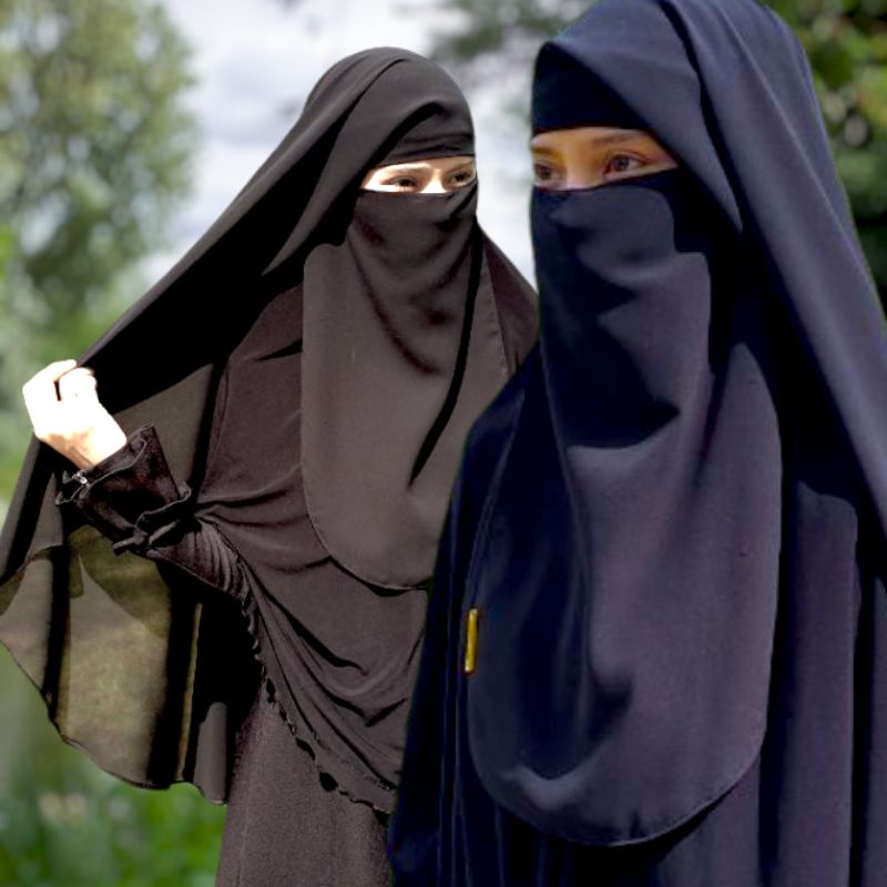 NIQAB VEIL 2 LAYER 100CM HITAM PUTIH BLUEBLACK BABY BLUE BABY PINK MOSS ...