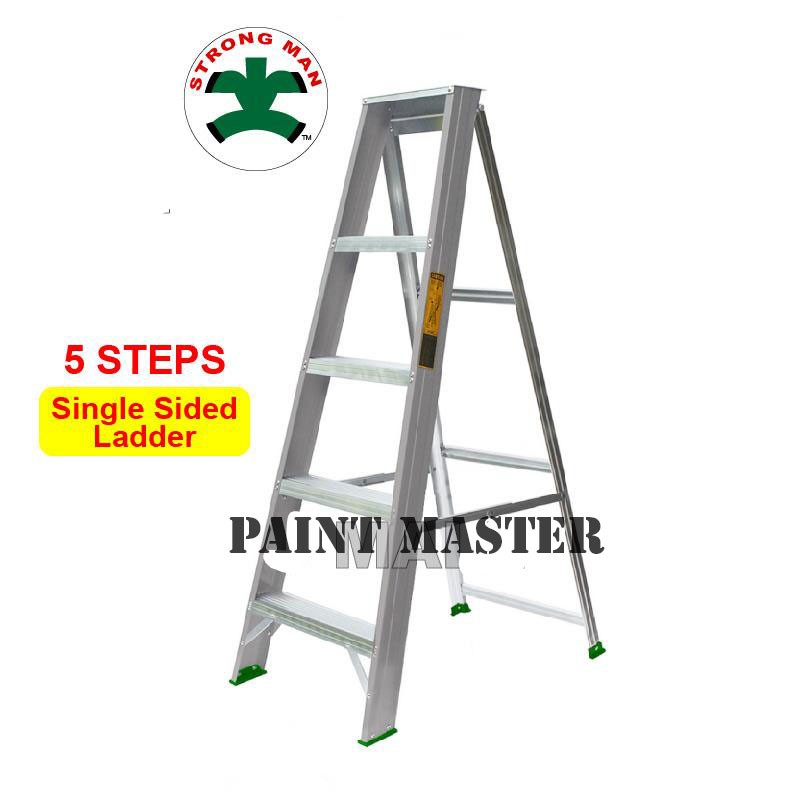 STRONGMAN Aluminium Single Sided Ladder 5 Steps Tangga | Shopee Malaysia