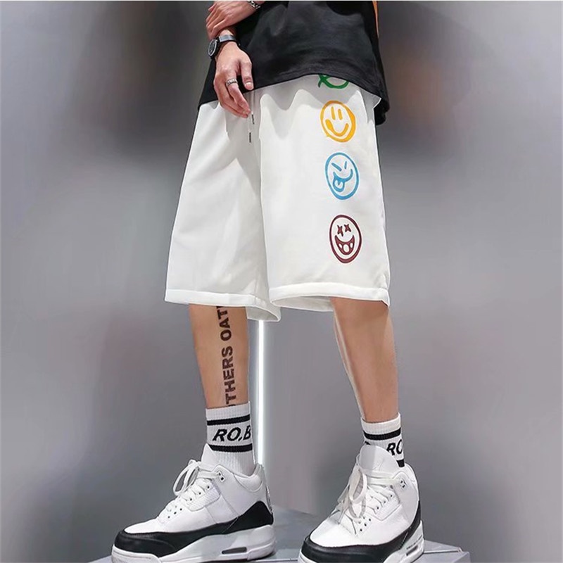 M-8XL Japanese smiling face sports shorts men and women trend Hong Kong ...