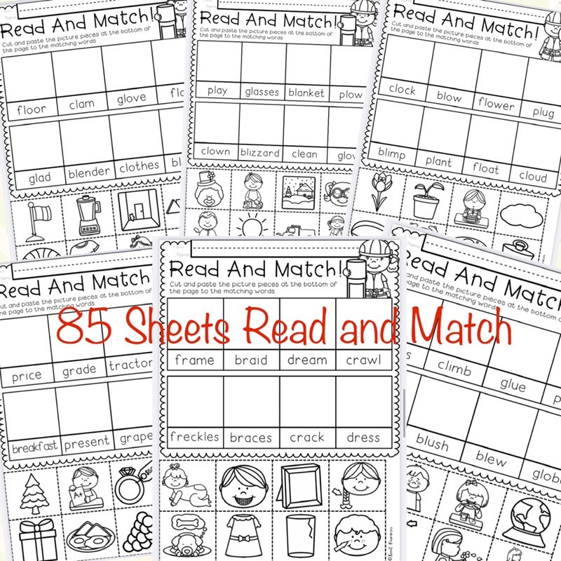 Printable 85 sheets Read and Match Kid Phonics Activity Set | Shopee ...