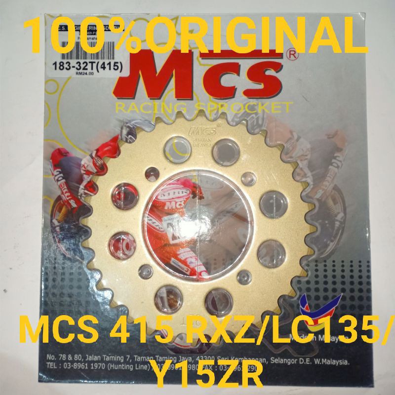 MCS 415 REAR GOLD SPROCKET YAMAHA RXZ LC135 Y125 SRL110 SPORT REDER SPOKET BELAKANG 24T~46T.Y15 ...