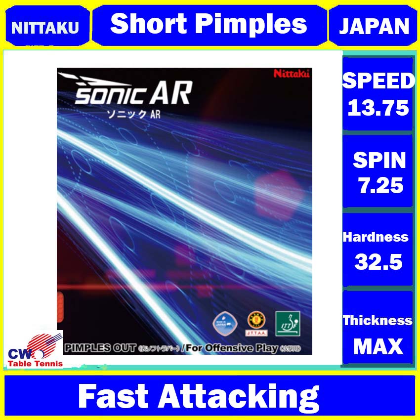 NITTAKU SONIC AR SHORT PIMPLES TABLE TENNIS RUBBER fast attacking style ...