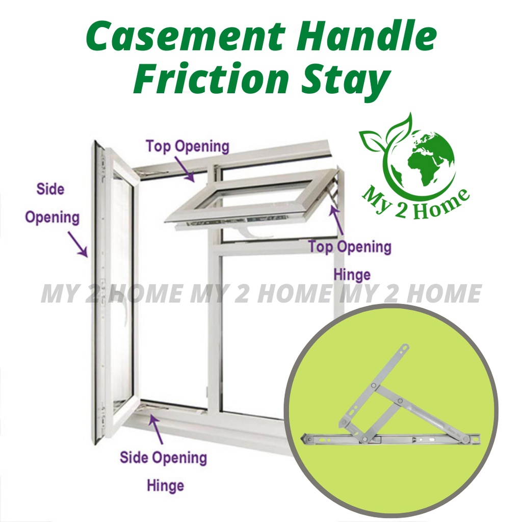 [1pair] Casement Window Friction Stay Hinge / Engsel Tingkap Aluminium ...
