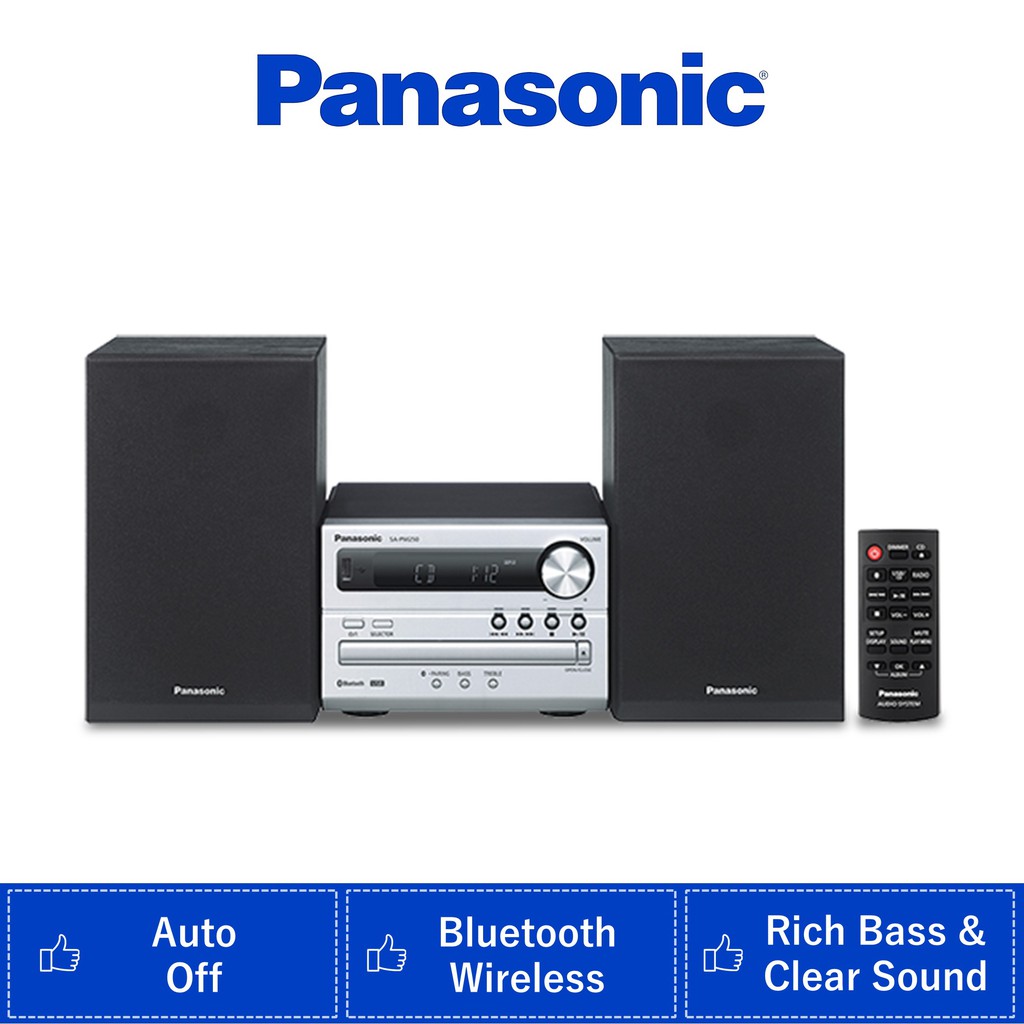 Panasonic Micro Hi-Fi Home Audio CD USB Bluetooth Speakers System PM250 ...