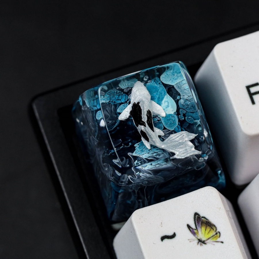 Koi fish keyboard button - koi artisan keycap, odd keyboard button for ...