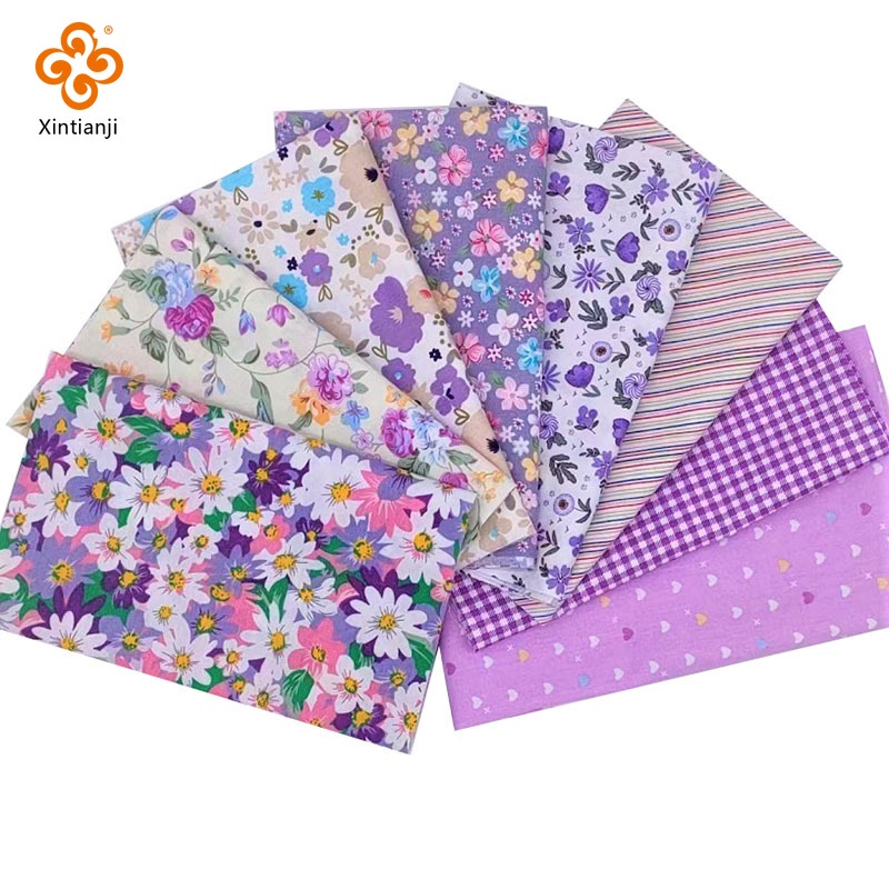 Purple Floral Patchwork Fabric Bundles Quilt 100% Cotton Sewing Fabric ...
