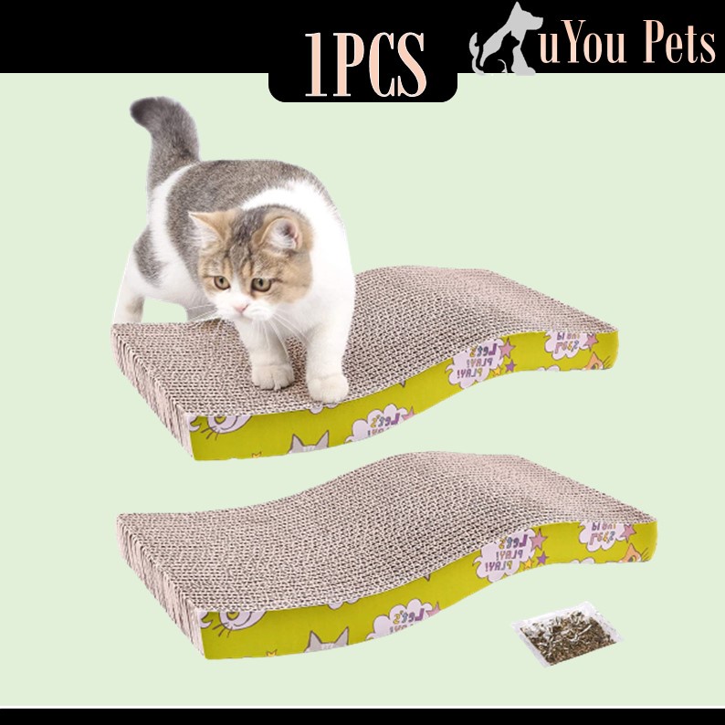 Wave Shape Cat Scratcher Corrugated Scratching Board Pad Kitten Claws ...