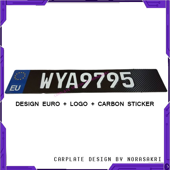 1PC PLATE BESI KERETA EURO @ PLATE NUMBER + LOGO @ PLATE NUMBER ...