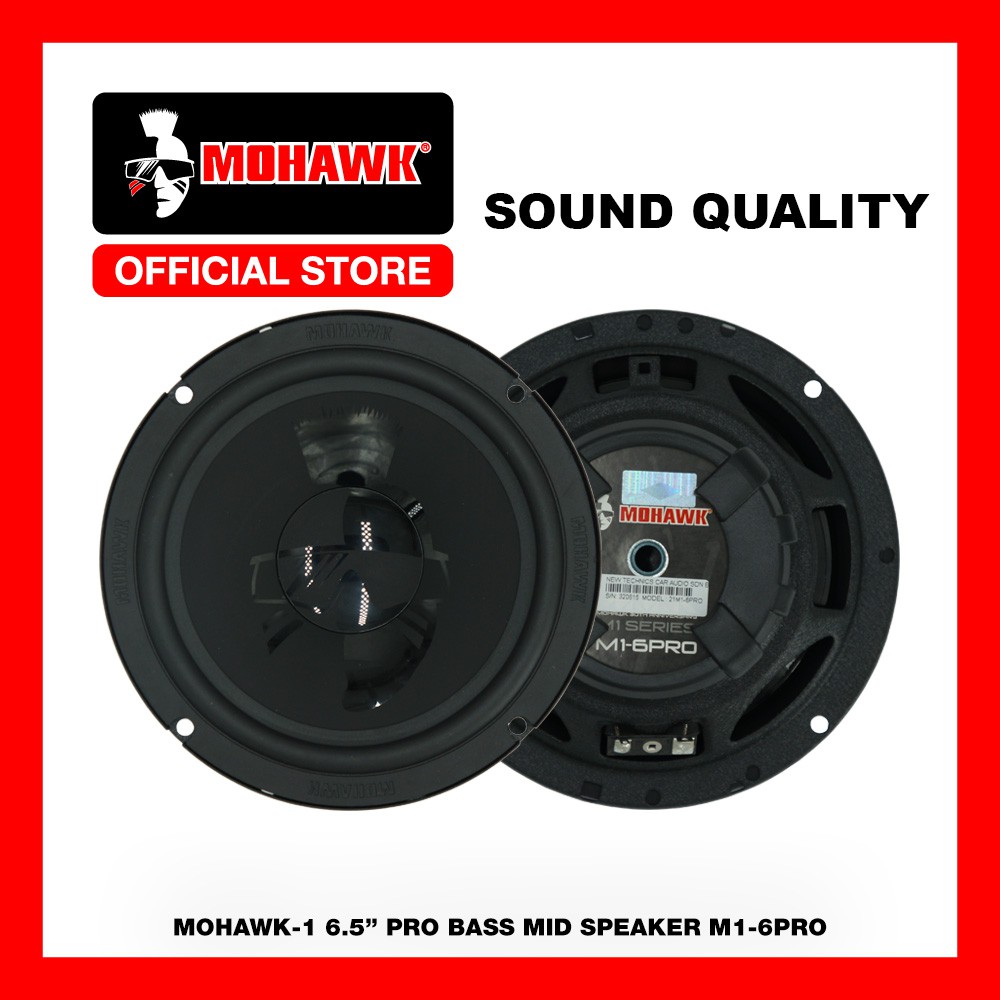 MOHAWK Car Audio MOHAWK-1 SERIES PRO 6.5" BASS MID SPEAKER, 150W – 21M1 ...