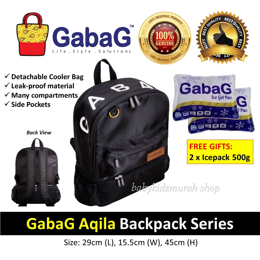 Gabag Aqila Backpack Cooler Bag + Free 2 Gabag Ice Pack 500g | Beg ...