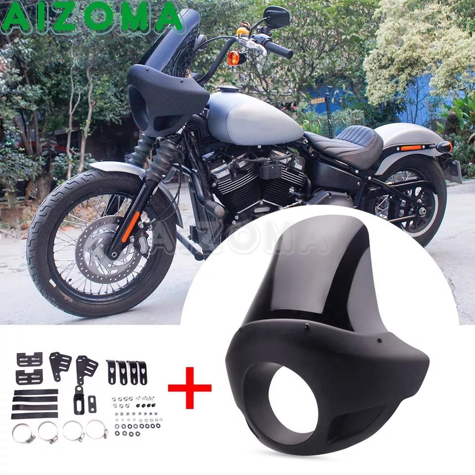 Matte Black Motorcycle Headlight Fairing Mask 5 3/4" Headlamp ...