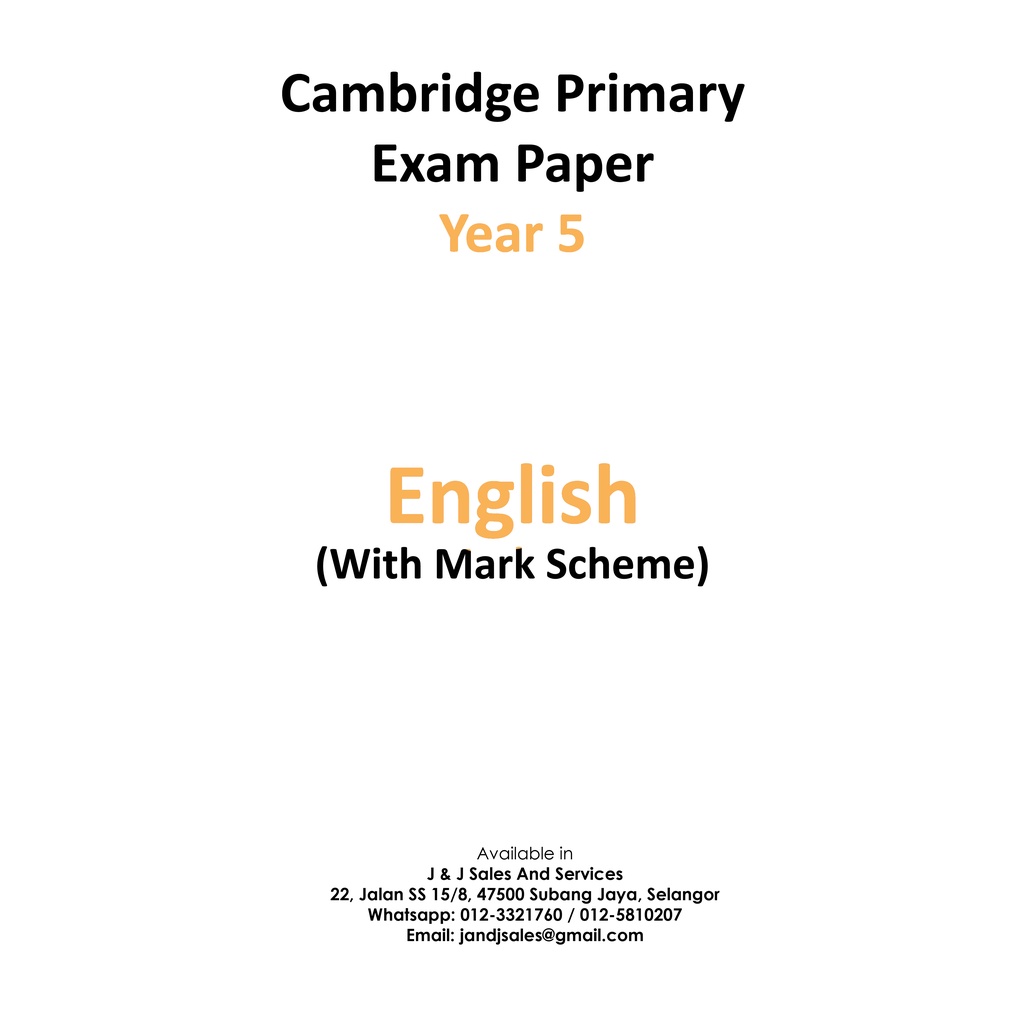 Cambridge Primary Year 5『English』Exam Paper | Shopee Malaysia