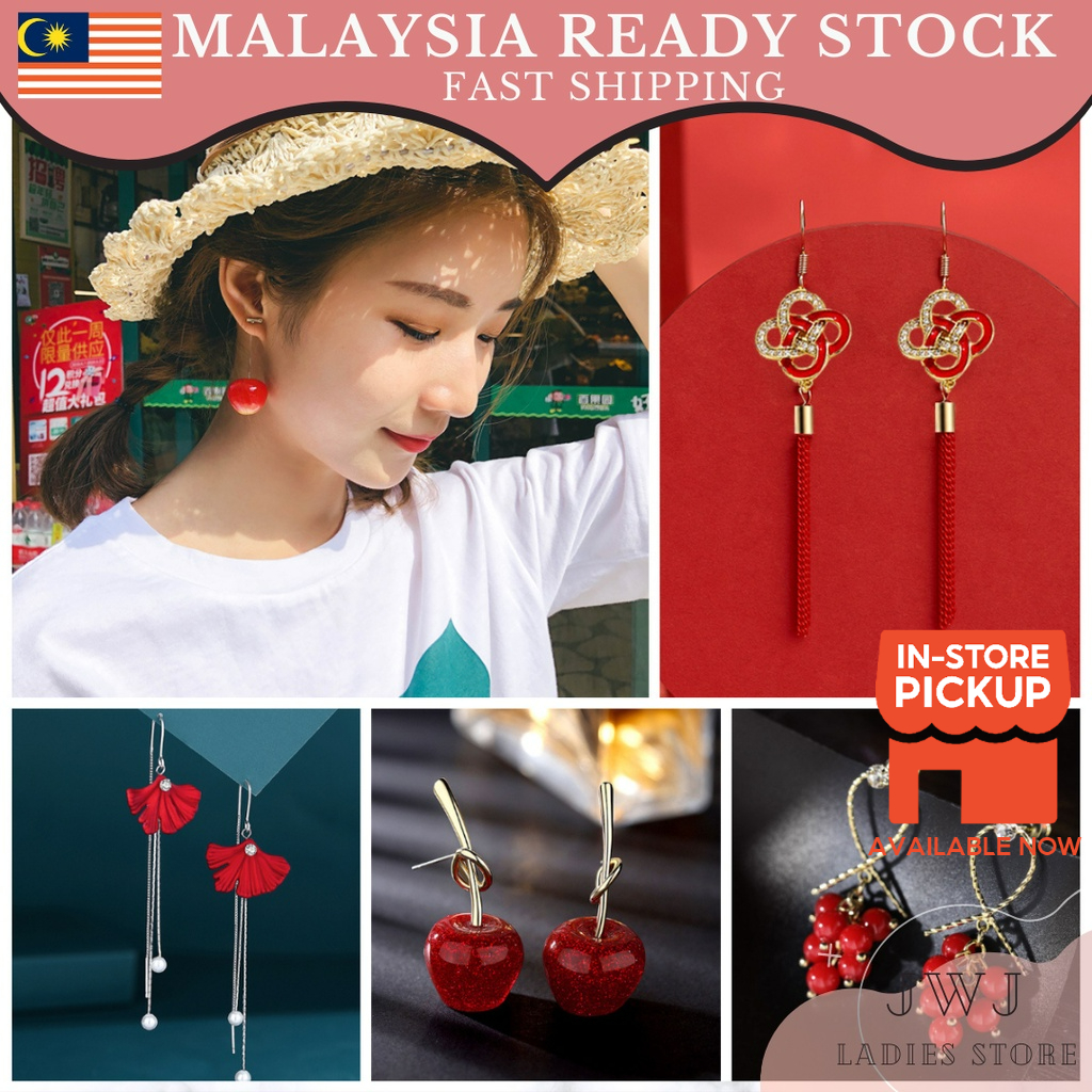 Anting-anting Fesyen Cantik - Red Chinese New Year Earring ...