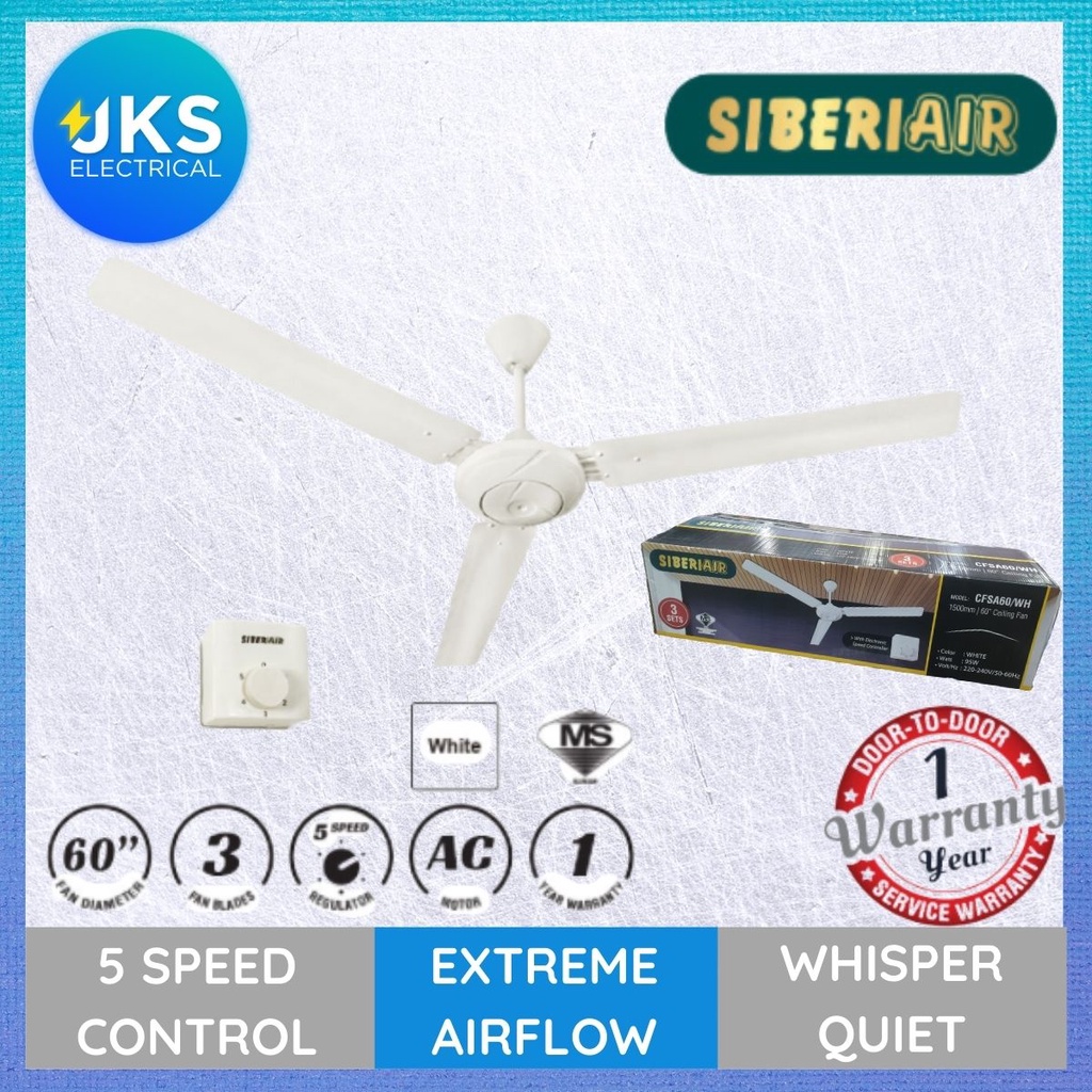SIBERIAIR 3 Blade Ceiling Fan CFSA60 (60") 5 Speed Regulator | Shopee ...