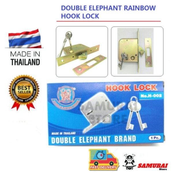 100% (MADE IN THAILAND) H-002 Double Elephant Rainbow Hook Lock / Steel ...