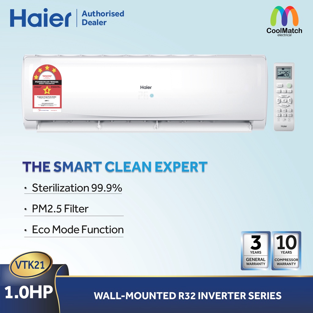 Haier 1HP/1.5HP/2.0HP R32 Inverter Air Conditioner / HSU-10VQB22 HSU ...