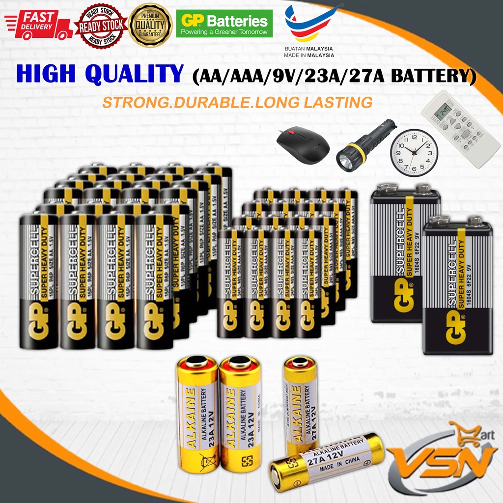 GP Supercell AA AAA 9V Battery 23A 27A | Shopee Malaysia