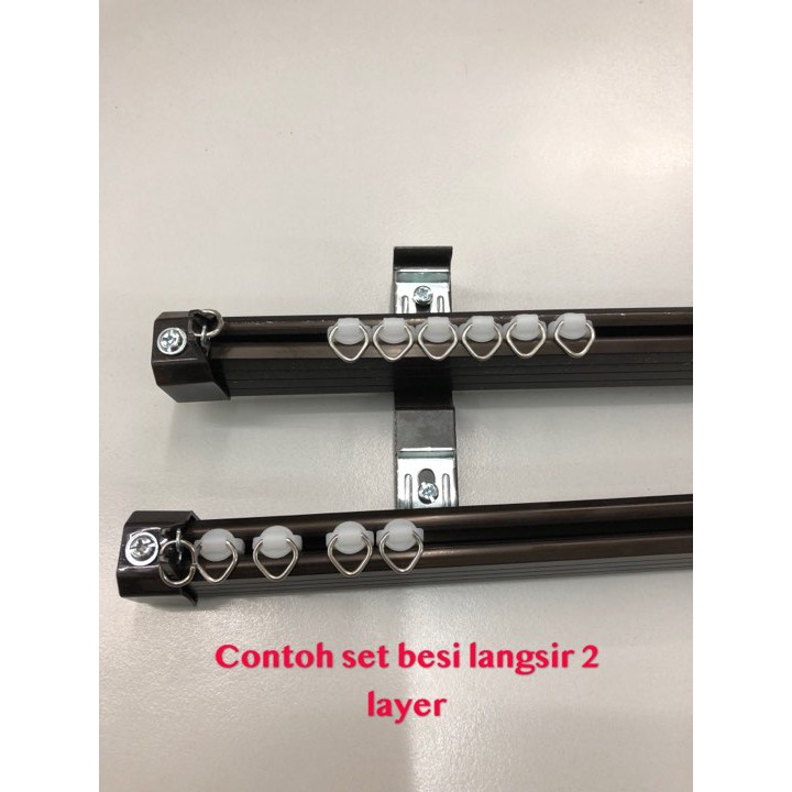 Raill besi Langsir 1.0mm Aluminium Doso Warna Hitam Set complete Single ...