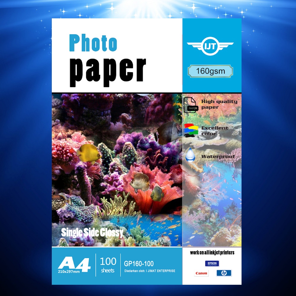 100sheets IJT GP160 A4 INKJET Paper Glossy Photo Paper 160gsm 160g ...