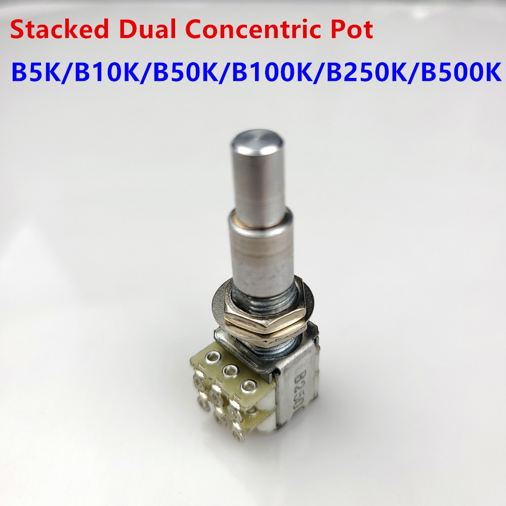 1 Piece B5K/B10K/B50K/B100K/B250K/B500K Stacked Dual Concentric Potentiometer(POT) With Center ...