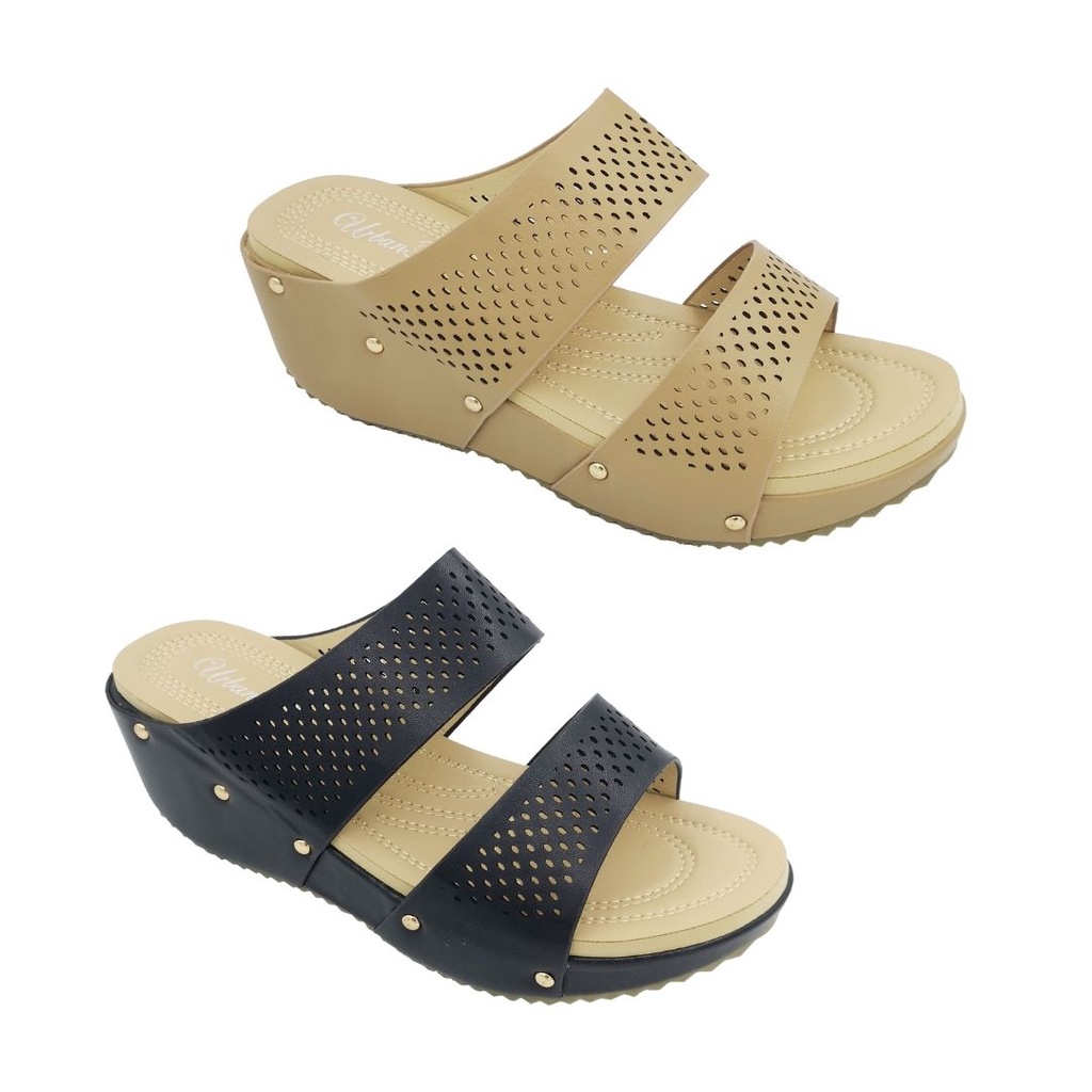 UrbanFit 399-2 Women Platform Sandals Selipar Wanita (Black,Khaki ...